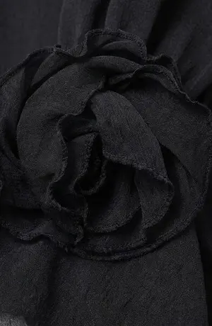 MODENAIRE Elegant Lace-up Peplum Blouse With Long Sleeves - Black