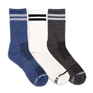 MUK LUKS 3 Pair Pack Sporty Crew Cotton Socks - Blue/black
