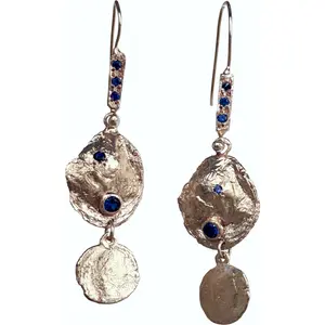 ISADORE LEE Buying Time Sapphire Stone Earrings Sterling Silver