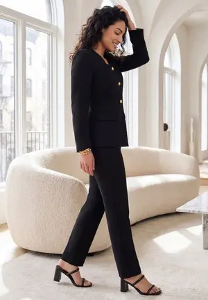 JESSICA LONDON Stretch Crepe Square Neck Pantsuit