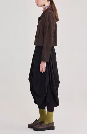 LUUKAA Ninon Velvet Balloon Skirt - Black