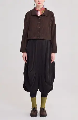 LUUKAA Ninon Velvet Balloon Skirt - Black