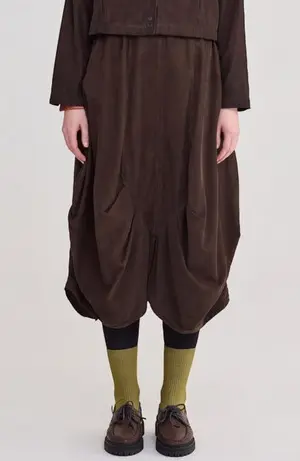 LUUKAA Ninon Velvet Balloon Skirt - Brown