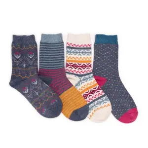 MUK LUKS Holiday 4 Pair Pack Socks - Navy/multi