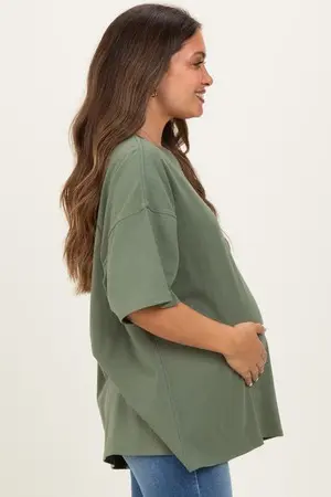 PINKBLUSH Olive Cotton Oversized Tee