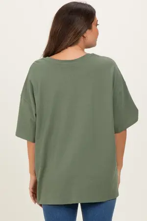 PINKBLUSH Olive Cotton Oversized Tee