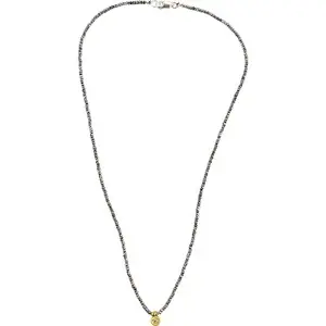 MADISON MAISON Faceted Beaded Charm Necklace - Grey