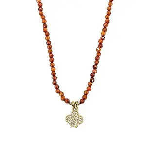 MADISON MAISON Faceted Beaded Charm Necklace - Orange
