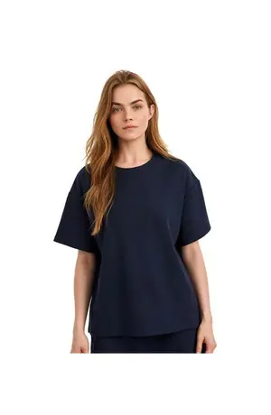 BEACH LIFE BY GOTTEX Summer Lounge Waffle T Shirt - Navy