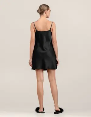 TOGAS Angelica Silk Short Nighty - Black