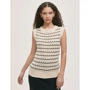 FINERY LONDON Dion Striped Knitted Sleeveless Top - Ivory