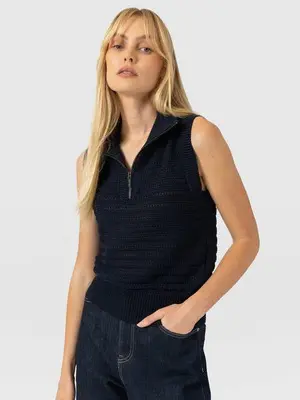 SAINT + SOFIA Ester Sleeveless Knit - Navy