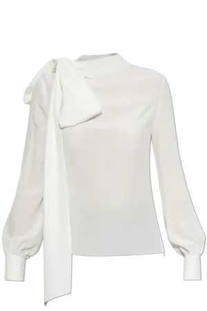 Alexander McQueen Silk Blouse With Bow - White