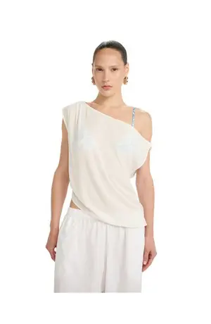 BEACH LIFE BY GOTTEX Resort One Shoulder Twist Top Cover-up - White