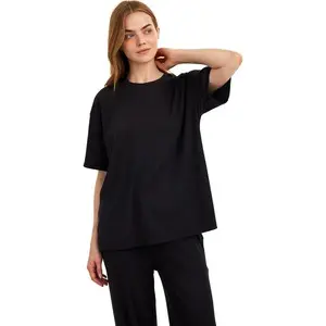 BEACH LIFE BY GOTTEX Summer Lounge Ribbed T Shirt - Black