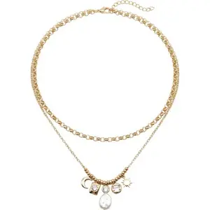 AREA STARS Aarti Layered Pearl Charm Necklace
