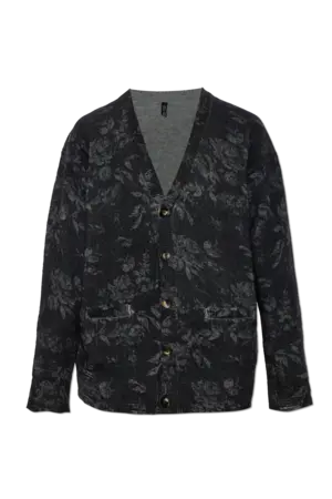 R13 Wool Cardigan With Floral Motif - Black
