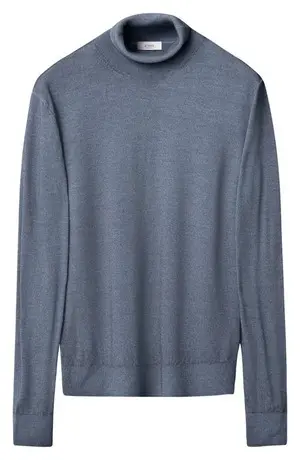 Eton Merino Wool Turtleneck Sweater - Light Blue