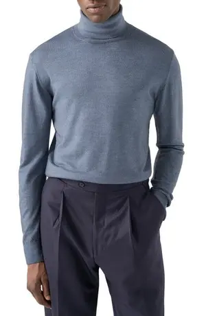 Eton Merino Wool Turtleneck Sweater - Light Blue