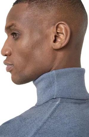 Eton Merino Wool Turtleneck Sweater - Light Blue