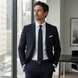 Trafalgar Classy Herringbone Wool Blend Business Necktie - Black