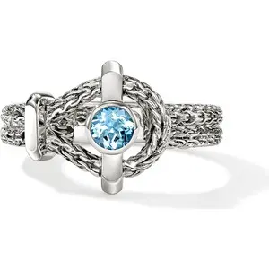 John Hardy Icon Ring, Sterling Swiss Blue Topaz, 4mm - Silver