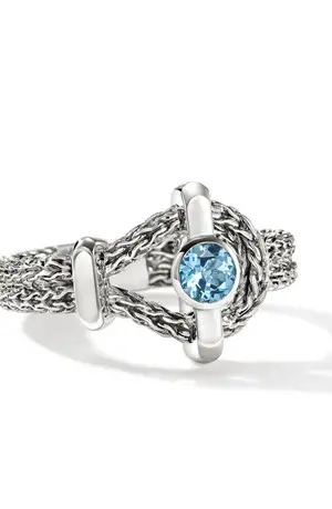 John Hardy Icon Ring, Sterling Swiss Blue Topaz, 4mm