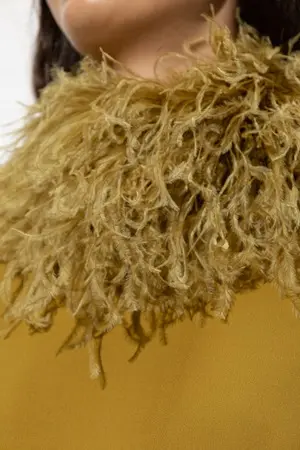 Valentino Garavani Silk Dress With Ostrich Feathers