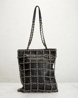 FWRD RENEW Chanel Lambskin Chain Frame Shopping Tote Bag