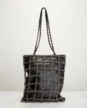 FWRD RENEW Chanel Lambskin Chain Frame Shopping Tote Bag