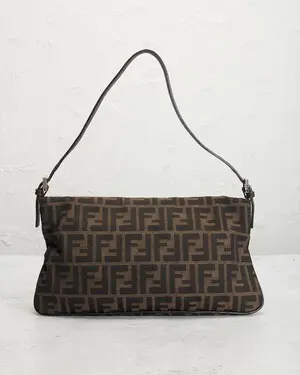 FWRD RENEW Fendi Zucca Baguette Shoulder Bag - Brown