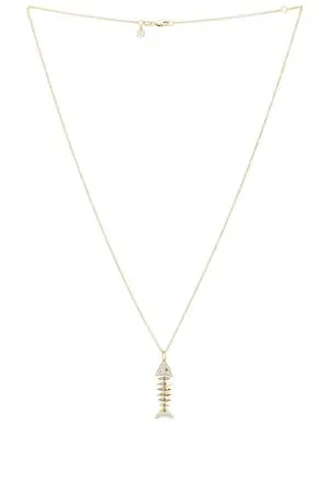 SYDNEY EVAN Large Pave Fishbone Charm Necklace In Metallic
