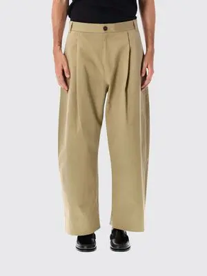 Studio Nicholson Sorte Wide-leg Pleated Cotton Trousers With Patch Pockets - Brown