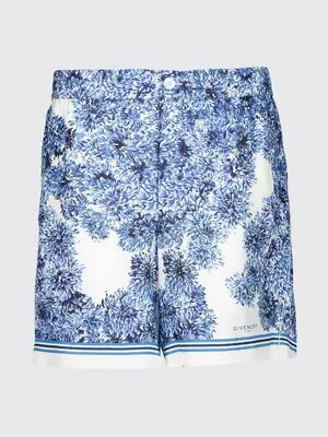 Givenchy Floral-print Silk Shorts With Mid-rise Waist - Blue