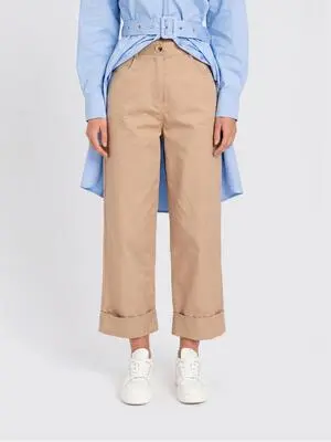 TWINSET Cotton Cropped Trousers - Beige