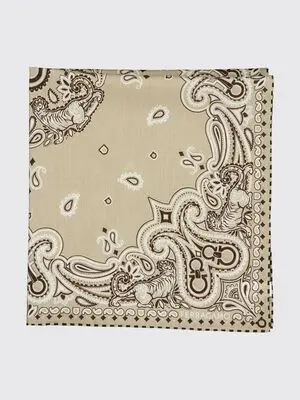 FERRAGAMO Arabesque Square Foulard In Cotton And Silk With Bandana Print - Beige