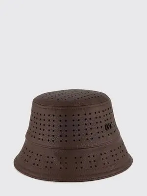 Valentino Garavani Perforated Leather Bucket Hat With Vlogo - Brown