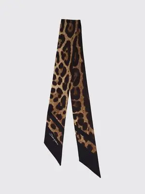 Dolce & Gabbana Animal-print Silk Bandeau Scarf With Logo - Brown