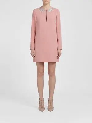 Valentino Garavani Silk Sheath Mini Dress With Sequin Embroidery - Pink