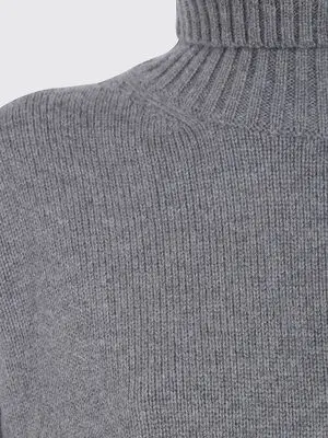 Soeur Merino Wool Turtleneck Jumper With Dropped Shoulders And Ribbed Trims - Grey