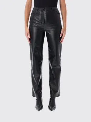 Loulou De Saison High-waisted Straight Leg Trousers In Smooth Lambskin Leather - Black