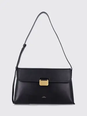 A.p.c. Simone Shoulder Bag In Smooth Cowhide Leather With Adjustable Strap - Black
