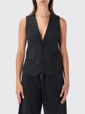 MAISON MARGIELA Pinstriped Tailored Waistcoat In A Slim Fit Wool Blend - Grey