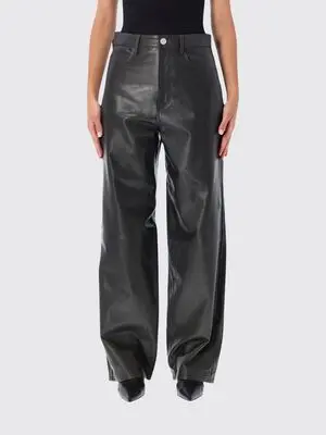 RÓHE High-waisted Wide-leg Leather Trousers In A 5-pocket Style - Grey
