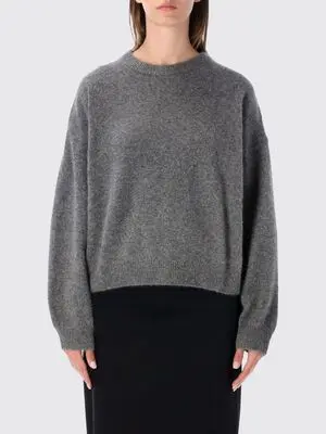 Loulou De Saison Crewneck Jumper In A Wool And Yak Blend With Dropped Shoulders - Charcoal