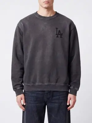 HTC LOS ANGELES Relaxed Fit Contrast Logo Cotton Sweatshirt - Black
