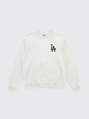 HTC LOS ANGELES Relaxed Fit Contrast Logo Cotton Sweatshirt - White