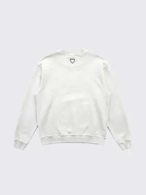 HTC LOS ANGELES Relaxed Fit Contrast Logo Cotton Sweatshirt - White