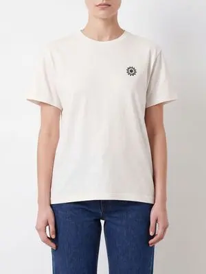 HTC LOS ANGELES Cotton T-shirt With Rhinestone Embroidery - White