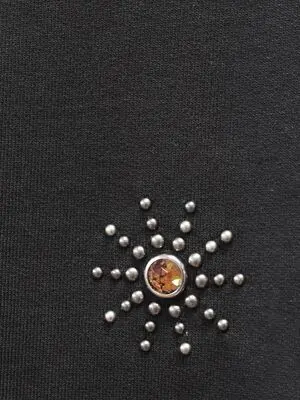 HTC LOS ANGELES Studded Cotton Zip-up Hoodie - Black